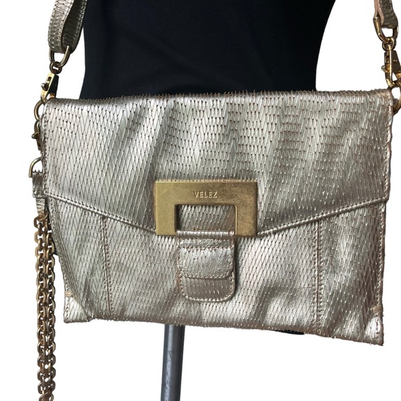 Velez | Bags | Velez Gold Leather Convertible Crossbody | Poshmark